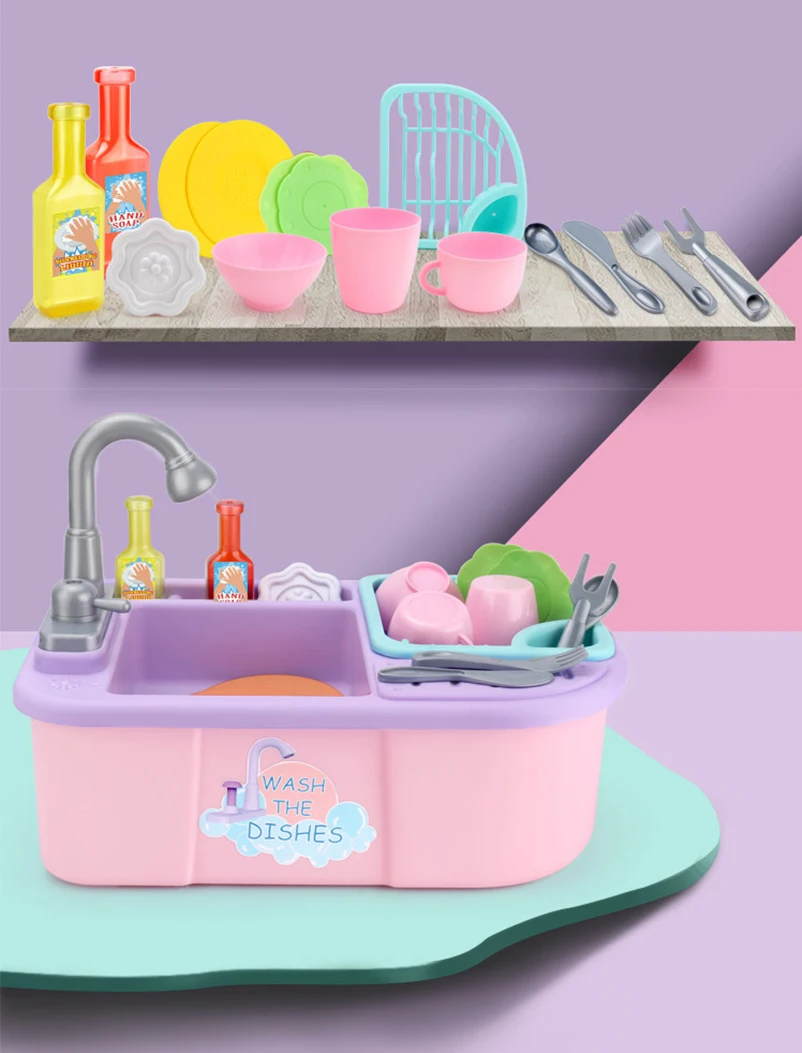 High Quality Kids Electric Dish Washer Set for Pretend Play