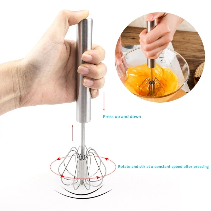 Portable Stainless Steel Semi Automatic Rotary Whisk for Home Baking ...