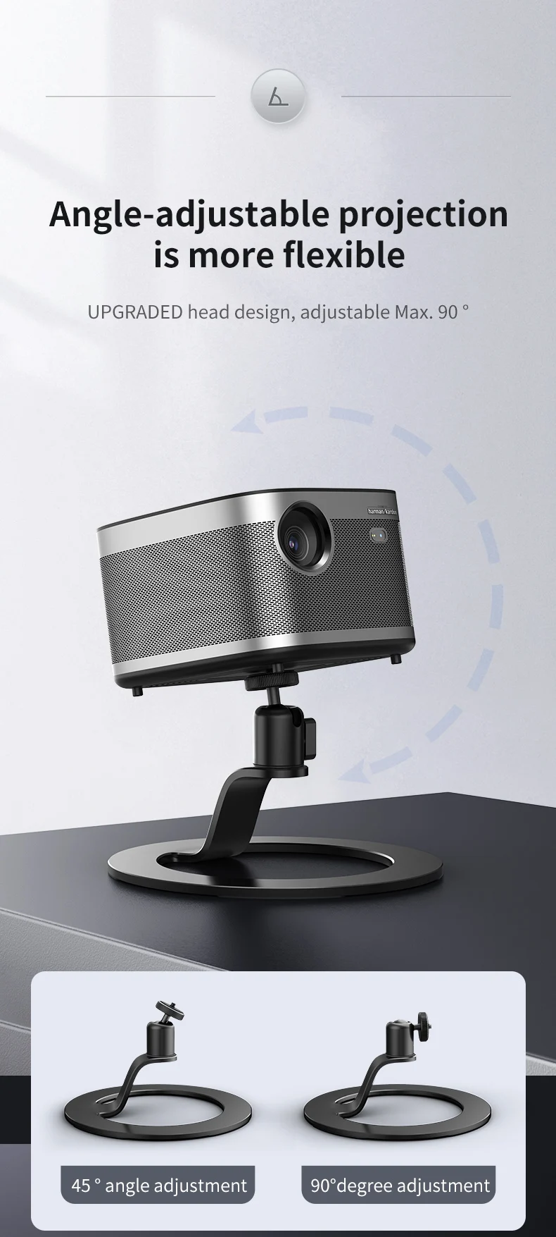 Desktop Free Standing Adjustable Projector Table Stand 360 Rotation DVD ...