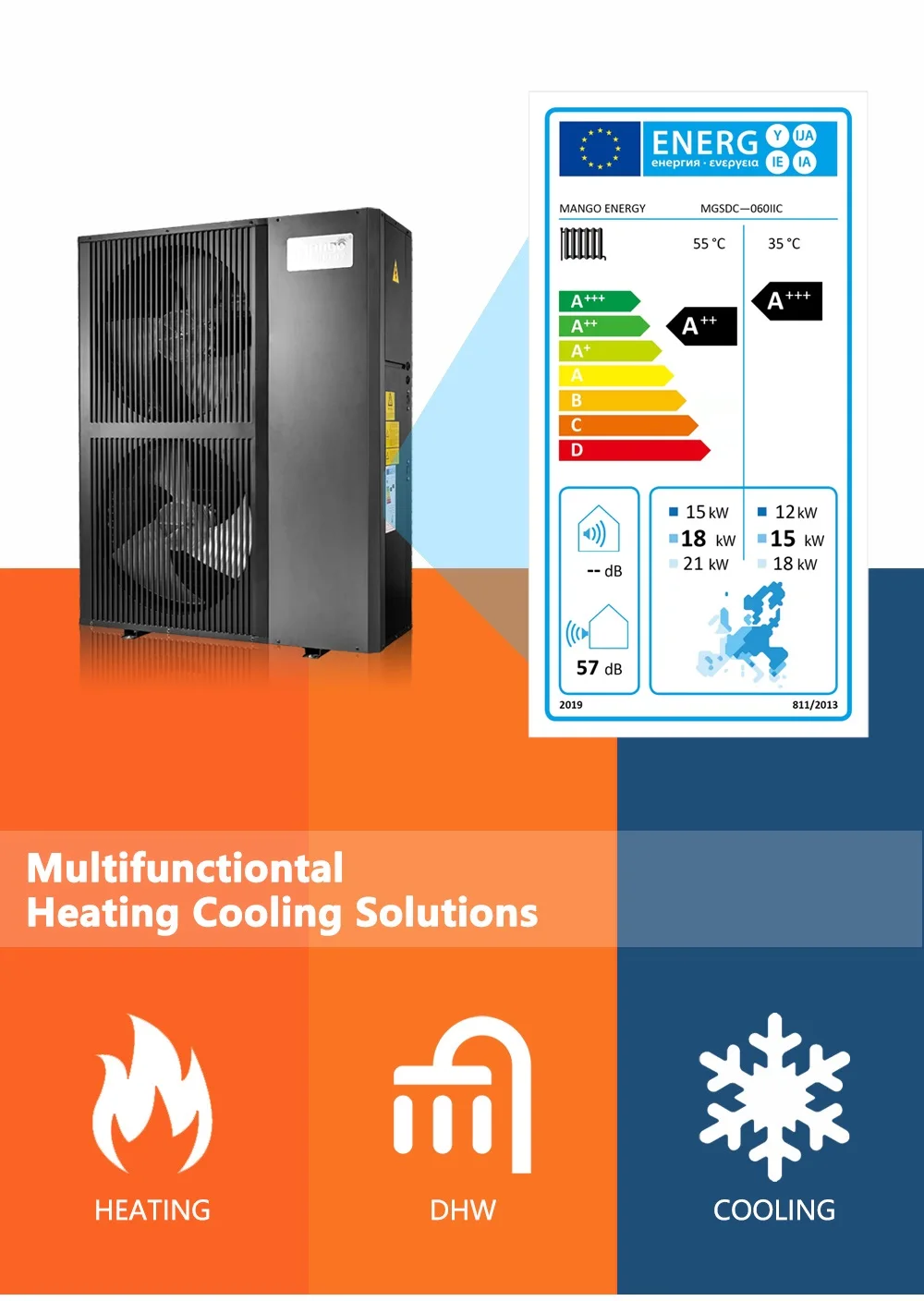 Mango Qii Modern Black Design A+++ R32 Dc Inverter Monoblock Air Source ...