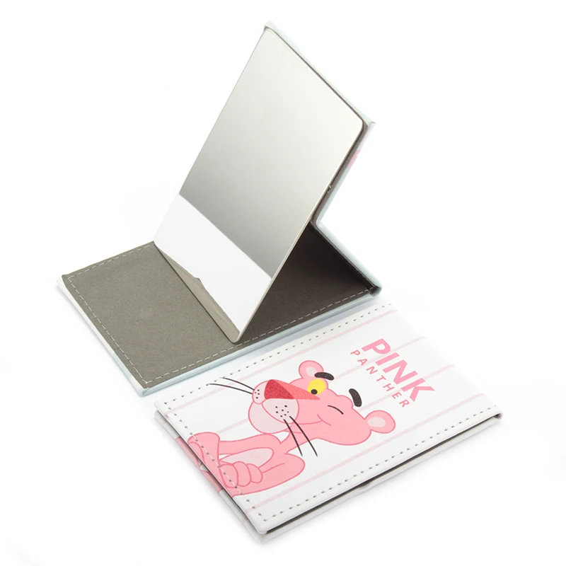 Custom Logo Design Stainless Steel Mirror 110*70mm Foldable Pu Leather ...