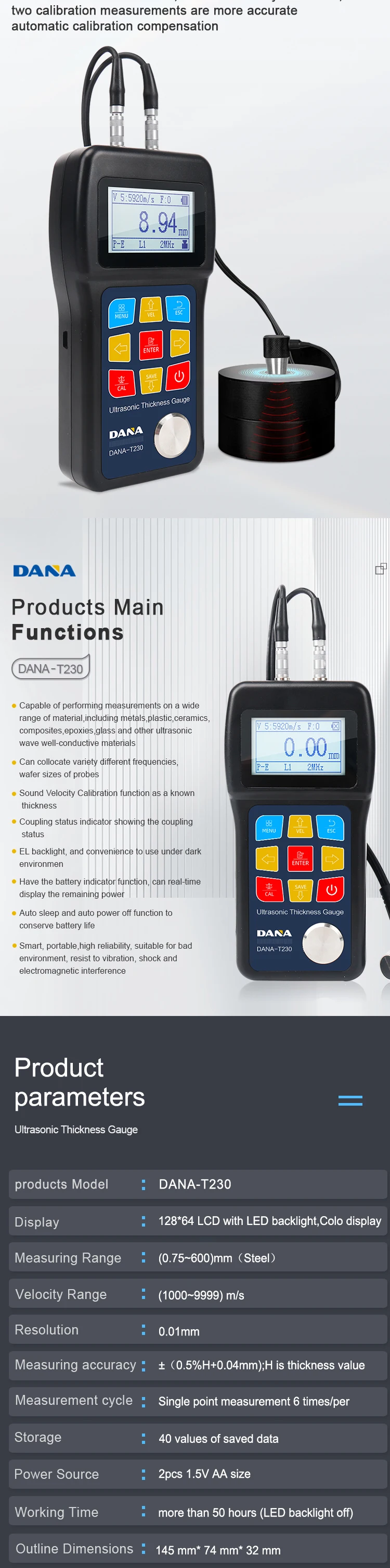 DANA-T230 Ultrasonic Thickness Gauge - Precision & Reliability