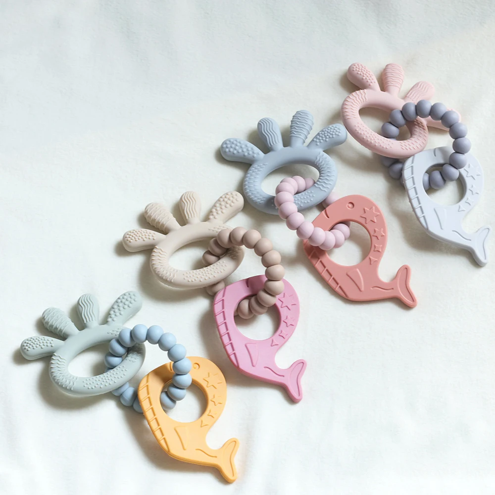 Lovebond Baby Teether Whale Learning Loop Silicone Teether Beech Ring ...