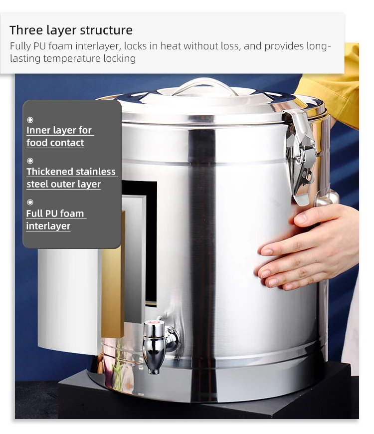 Large Stainless Steel Food Warmer Bucket With Tap - 10l To 100l ...
