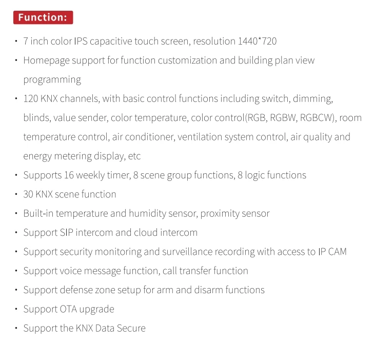 2024 KNX GVS K-BUS Smart Home Automation System - 7 Inch Touch Screen