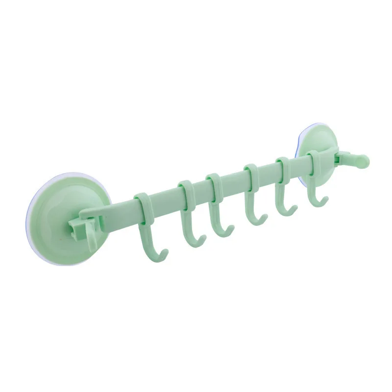 Adjustable 6 Hooks Plastic Seamless Kitchen Wall Hook Strong Suction ...