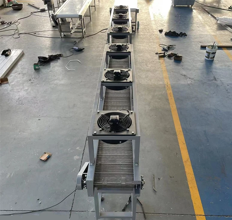 Stainless Steel Wire Mesh Belt Conveyor Cooling Conveyors with Fans