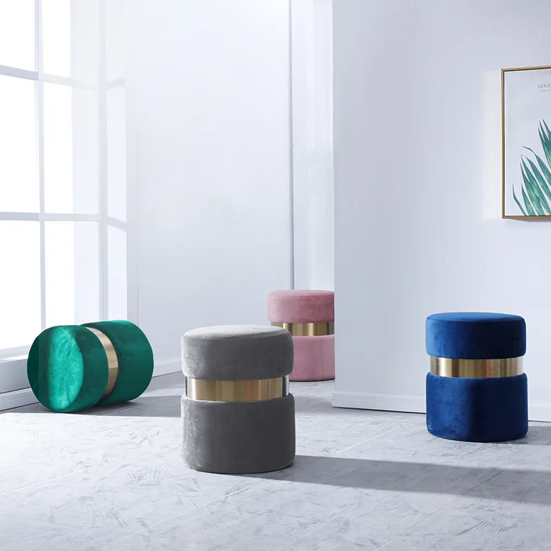 Contemporary Modern Ottoman Stool MinimalistHome Upholstered Round ...