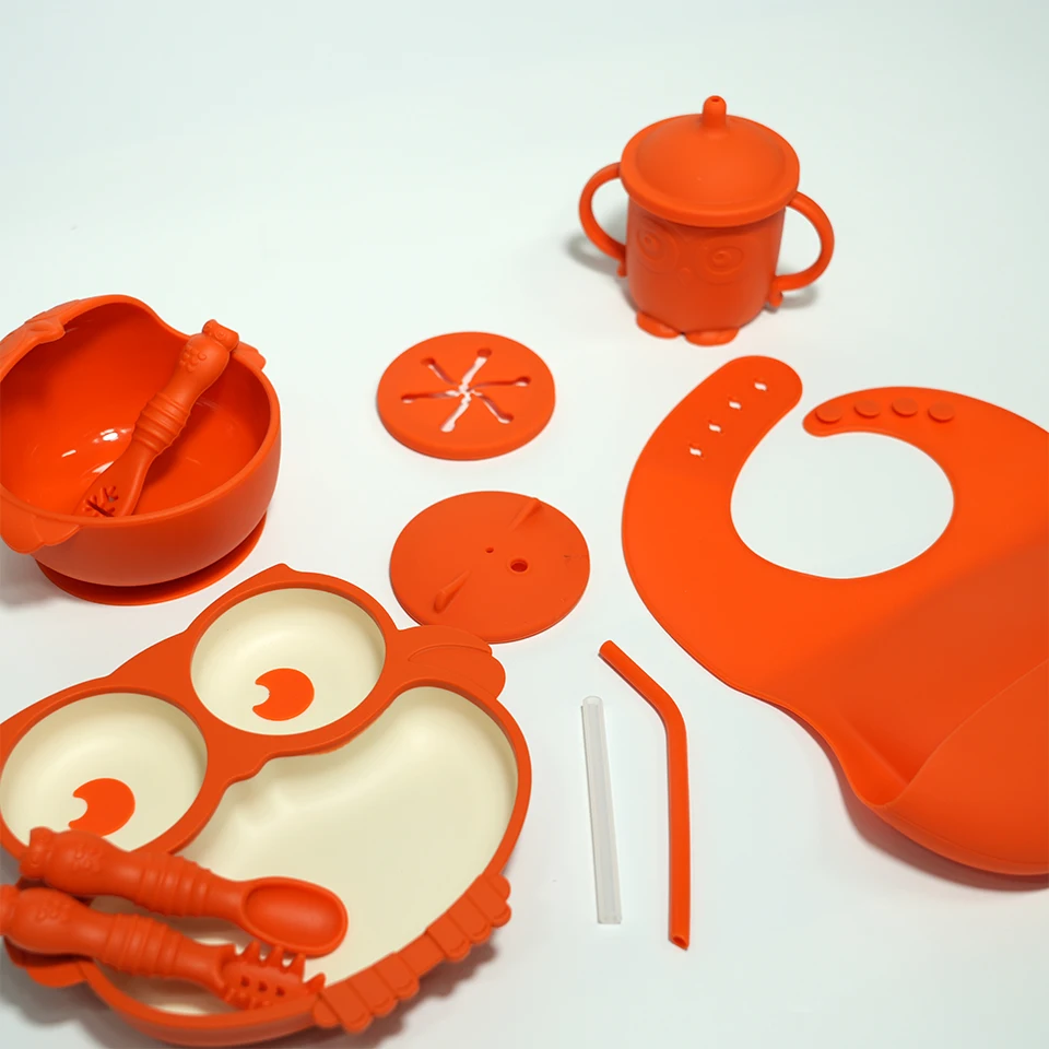 New Arrival Eco-friendly Non-toxic Cute Owl Silicone Tableware Feeding ...