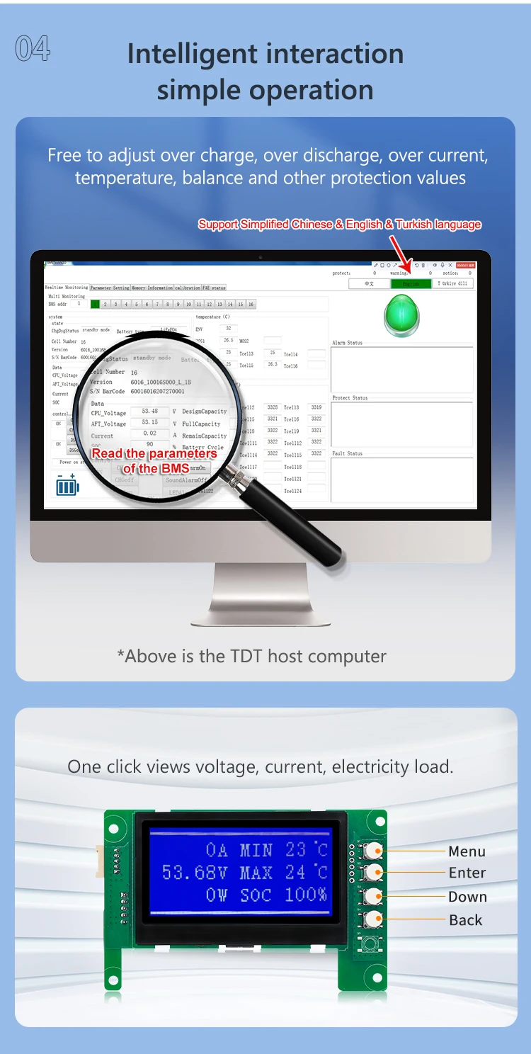 Smart Bms Lifepo4 8s 24v 48v 16s Battery Management System Bms 8s 100a ...