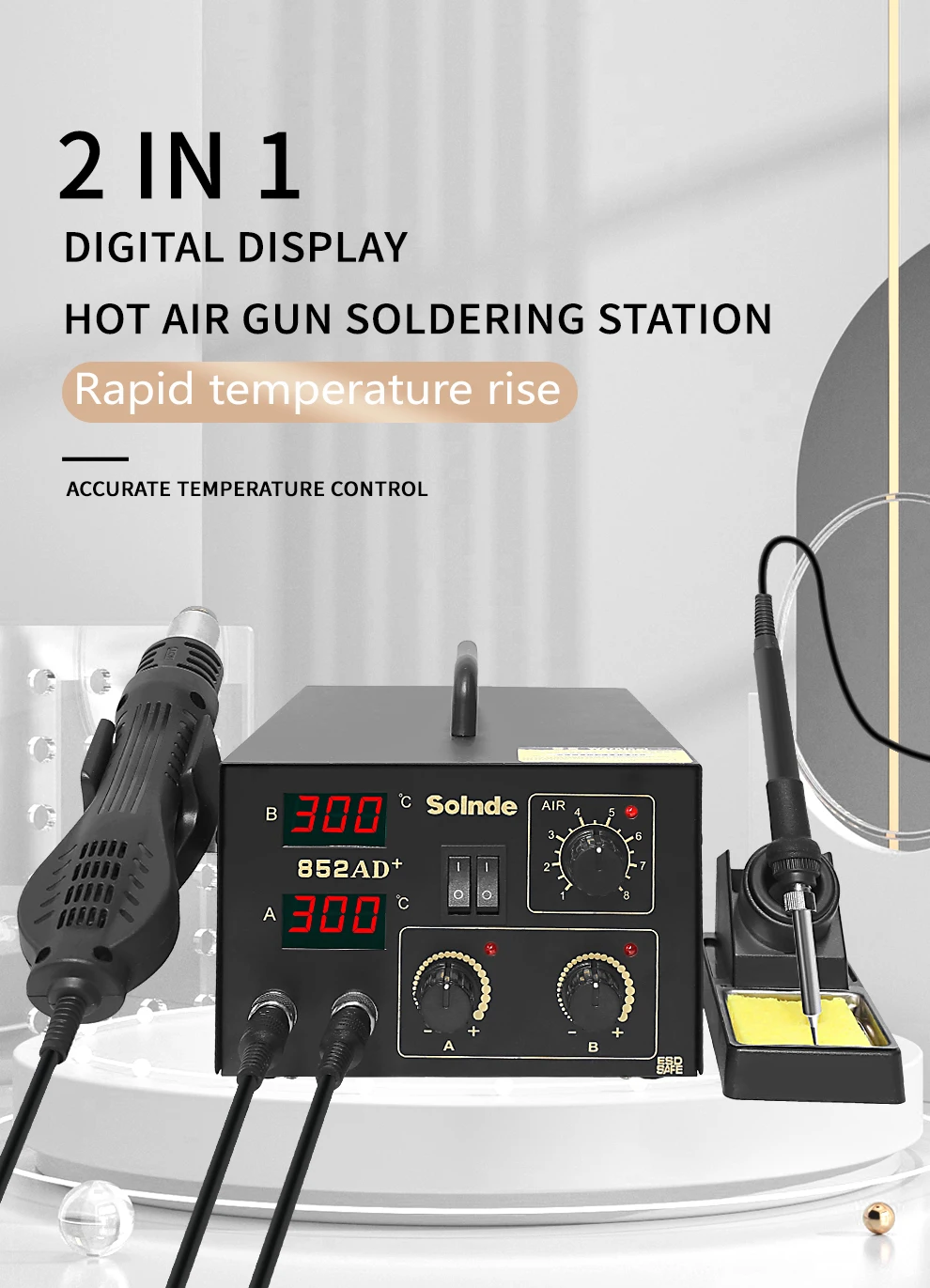 Nhà Cung Cấp Trung Quốc 852ad + 650w Pcb Hot Air Smd Rework Soldering ...