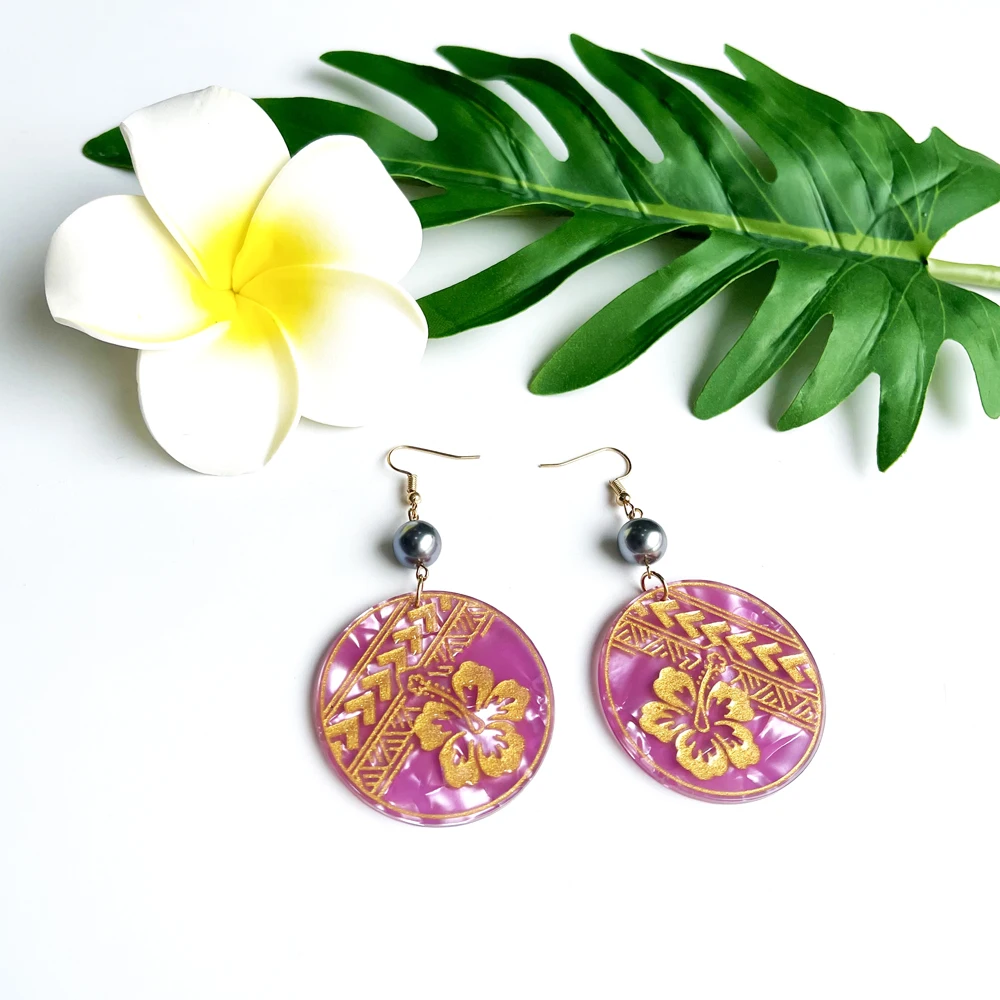 Tortoiseshell & Gold Floral Seashell Drop Earrings OEM