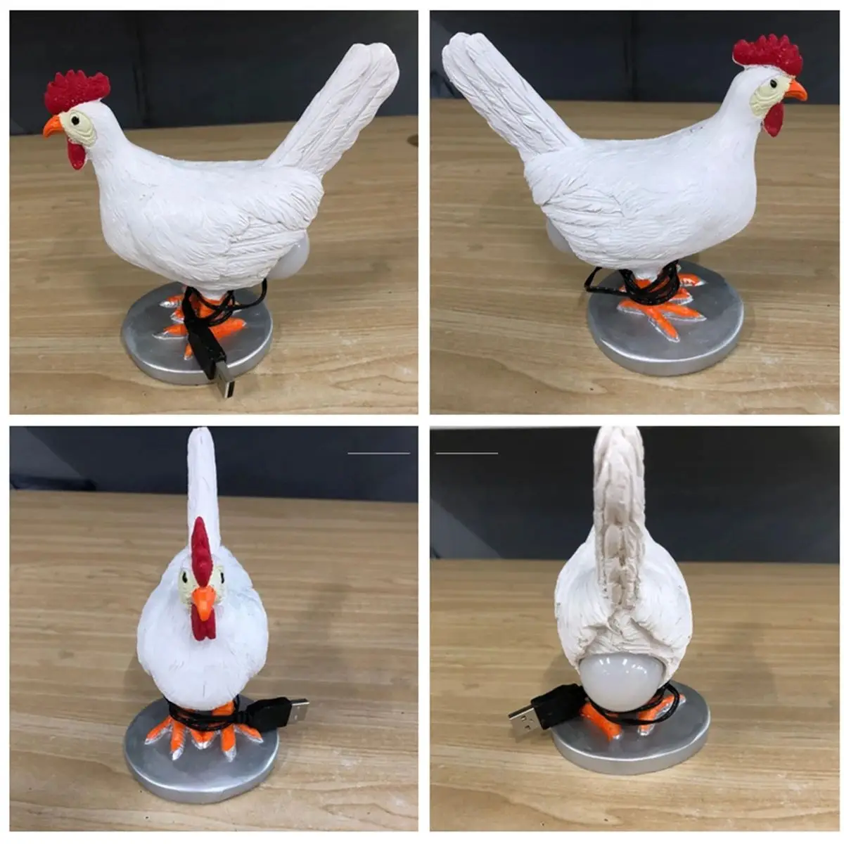 Hen Laying Egg Statue Creative Light Table Lamps Home Decor Chicken Egg ...