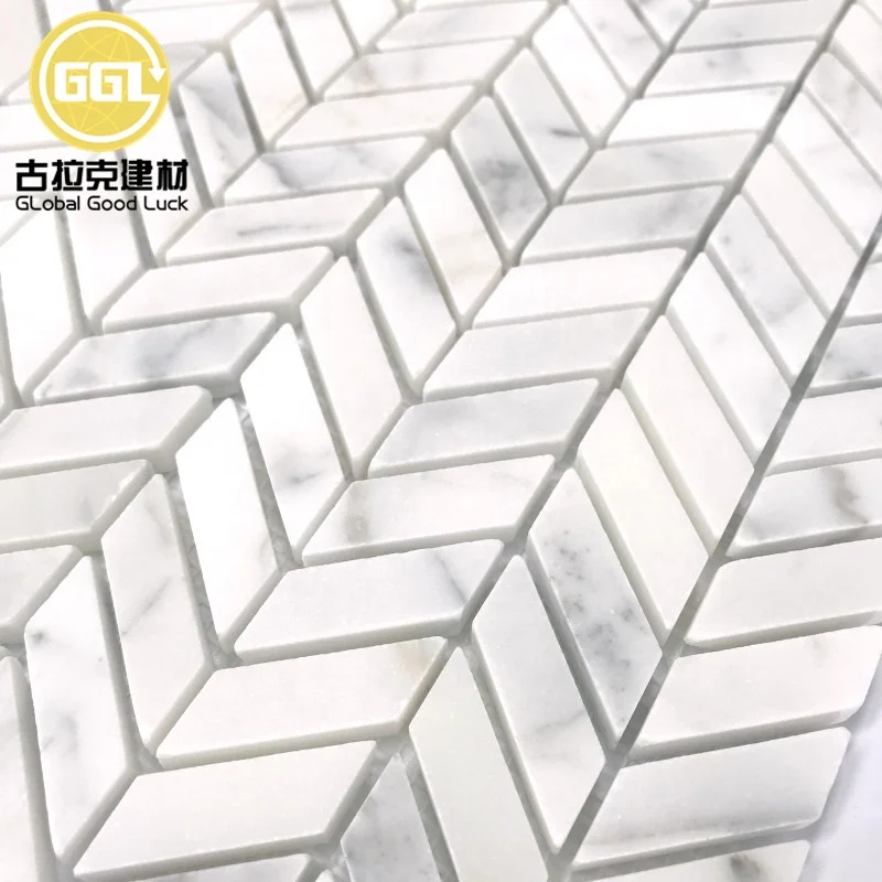 Good Luck Stone Calacatta Gold Fishbone Shape Marble Mosaic for Kitchen ...