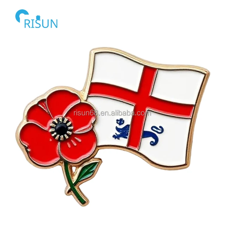 Custom Poppy Enamel Lapel Pin Brooch Badges for Remembrance