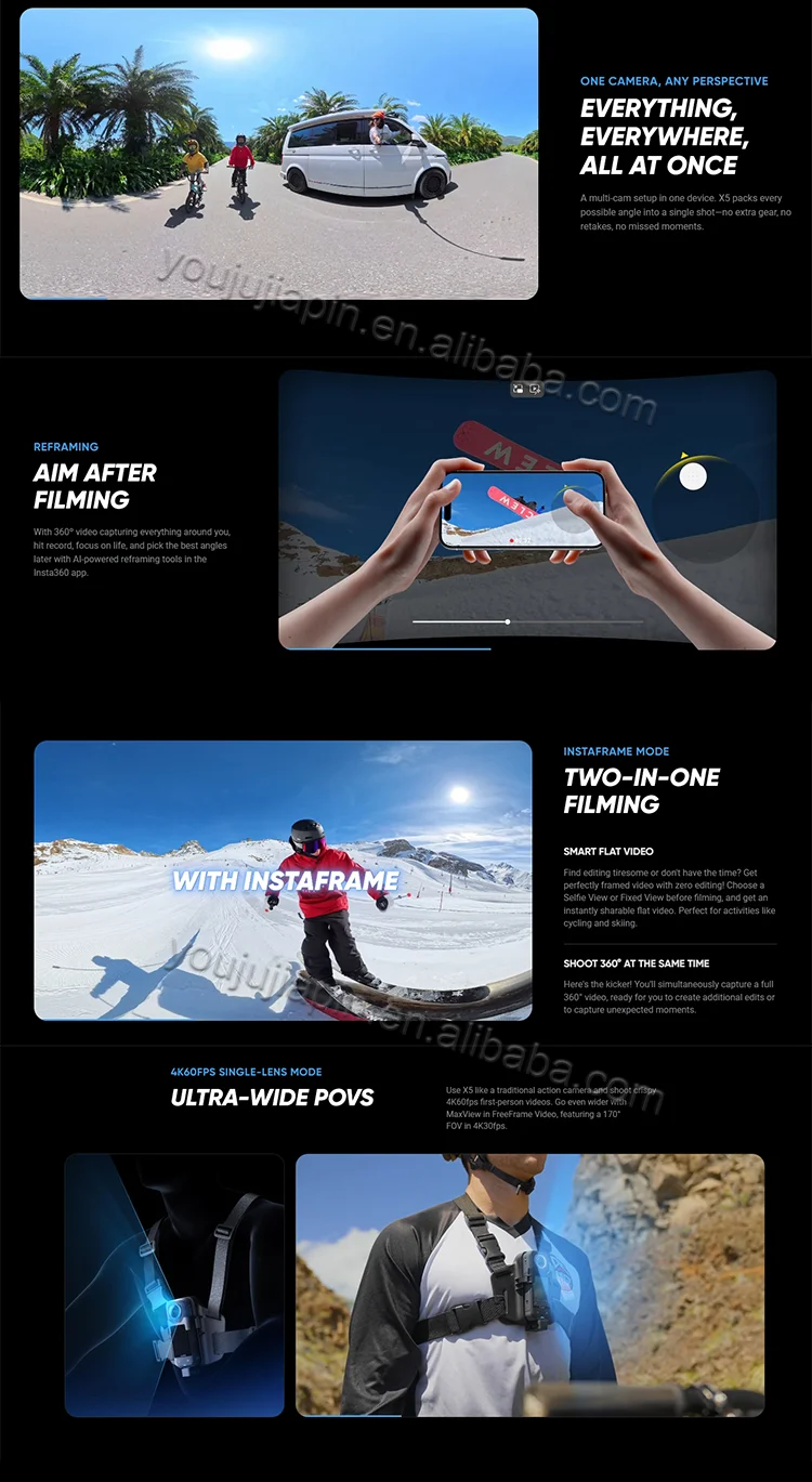 Original Insta 360 X5 New Arrival 360 Action Camera 2400mAh 8K Video ...