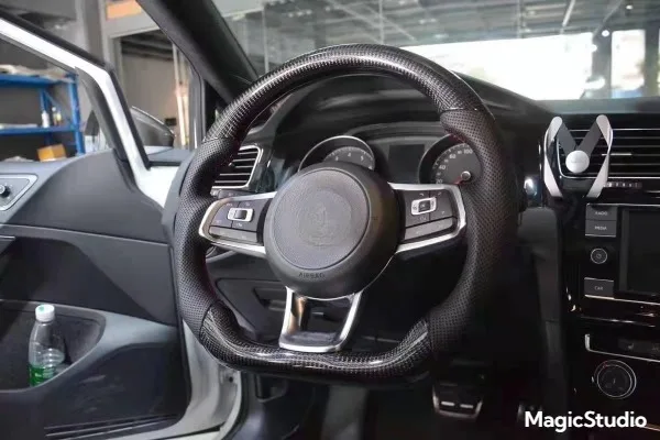 Led Customize Car Steering Wheel With Rs Carbon /leather For Vw Golf ...