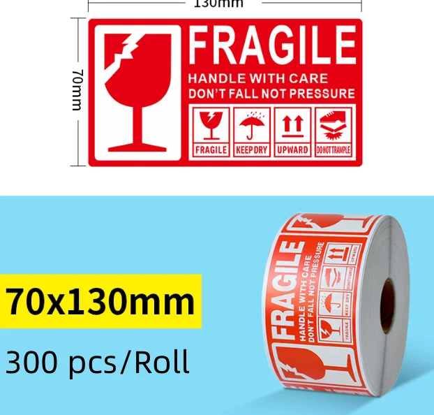 Fragile Warning Label Stickers - Waterproof & Customizable