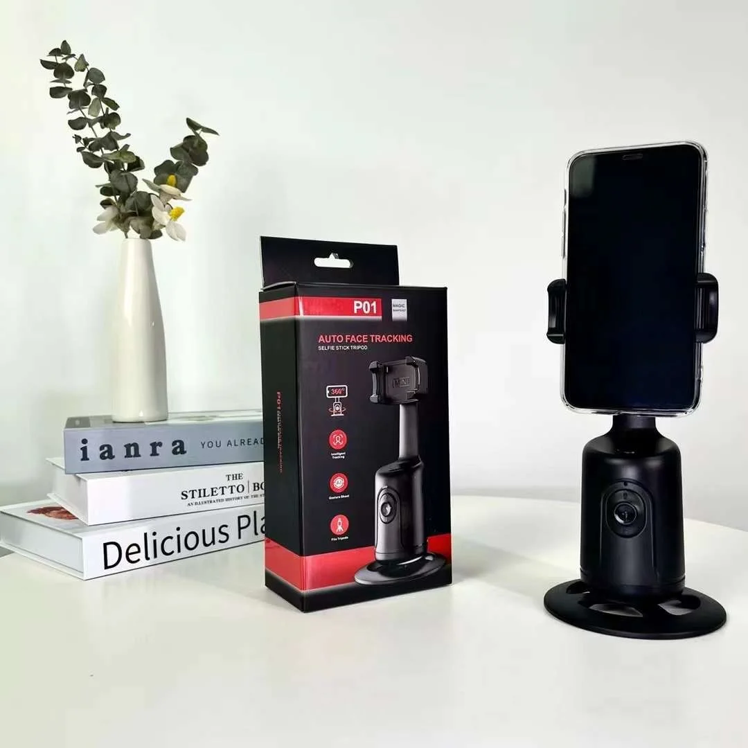 P01 Pro Gimbal Stabilizer AI Smart Selfie Stick 360 Degree Smart Auto Face Tracking Rotation ...