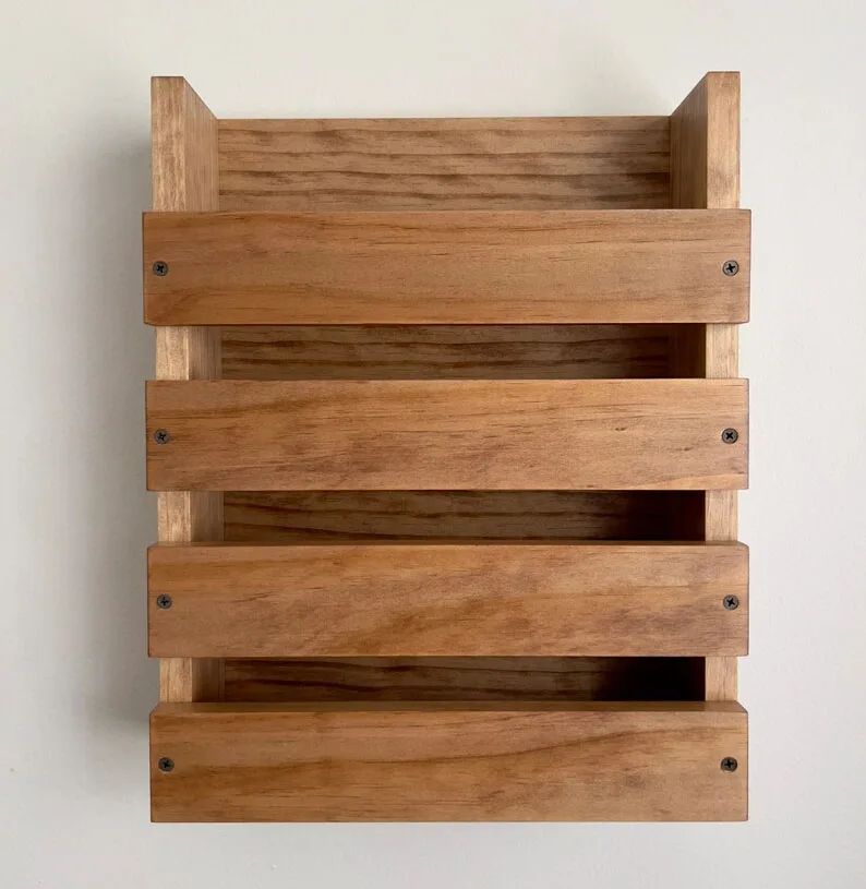 Wooden Wall-Mounted Menu Storage Rack Office Organizer for Pine Bar for ...