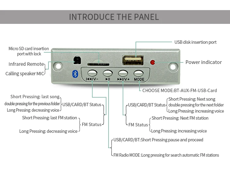 JQ MP3 Player Bluetooth Module - 12V, 32GB, FM Radio