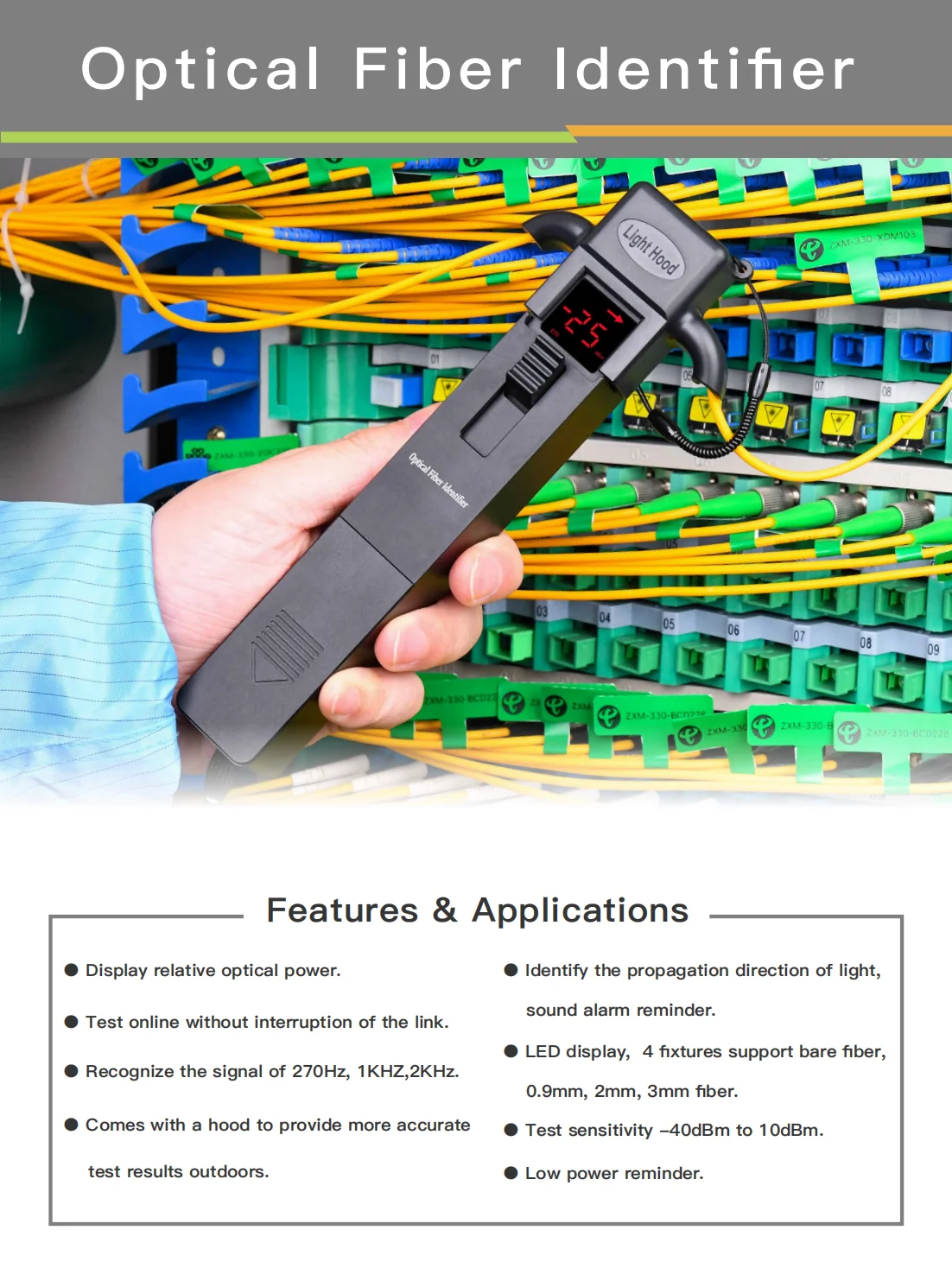 Komshine Cable Testing Equipment Fiber Optic Identifier 800-1700nm Live ...