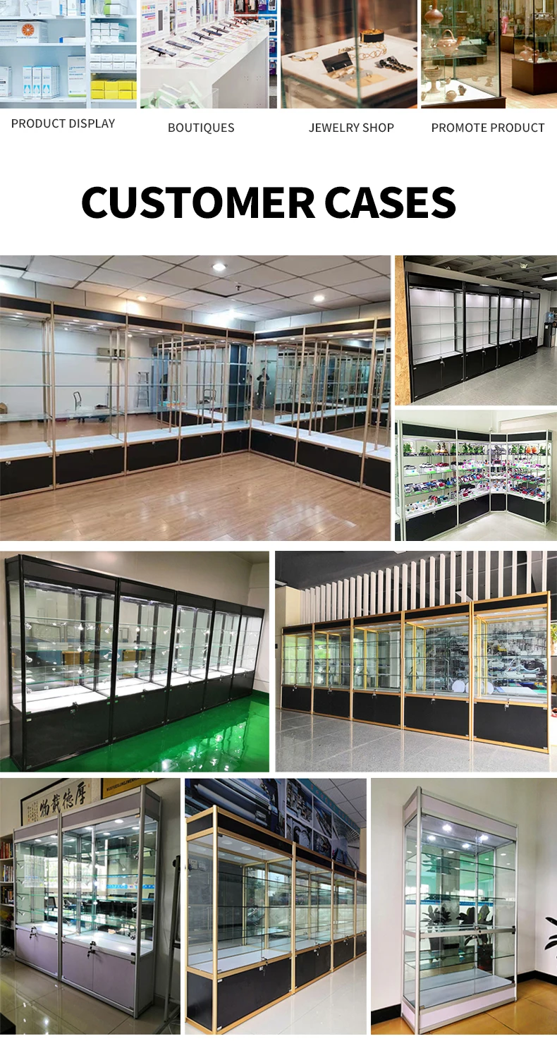 Luxury Tempered Glass Display Cabinet with Aluminum Frame