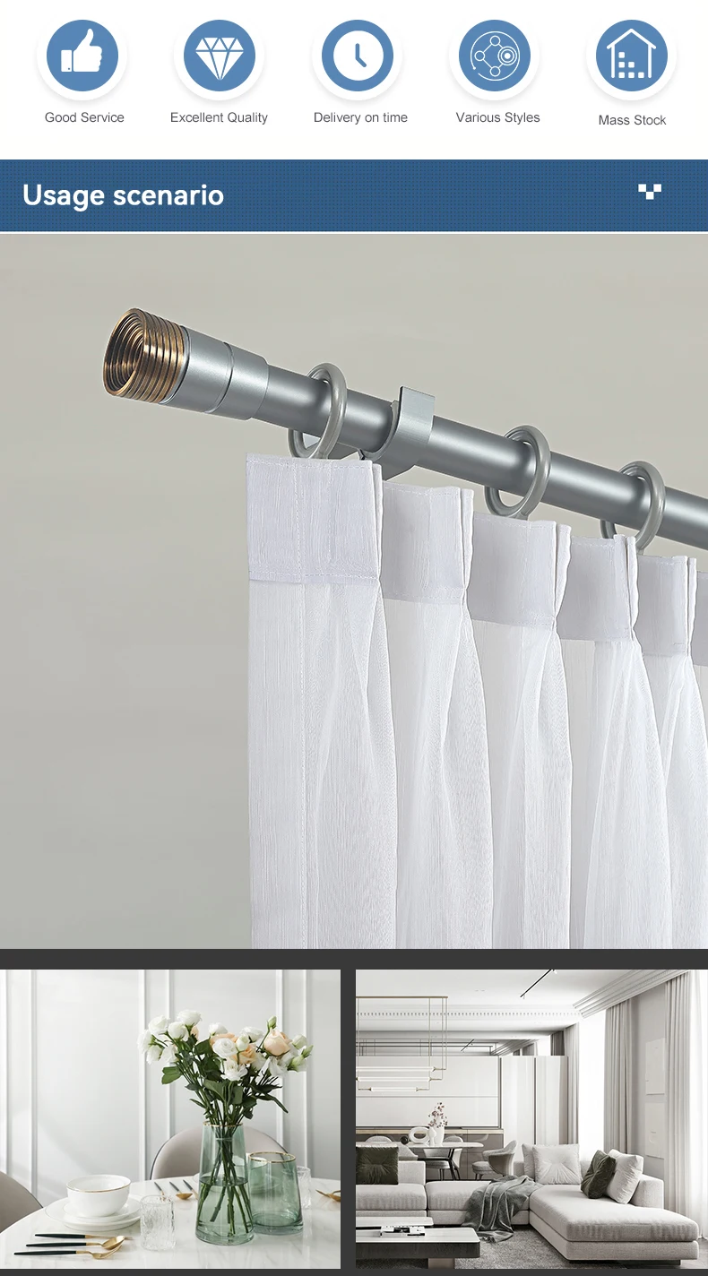 Adjustable Curtain Rod Double Pole Set Metal Roman Rod Curtain Track ...