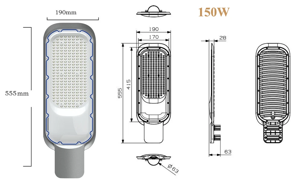 Ultra Slim IP65 Waterproof 100W LED Street Light for Roads Driveways ...