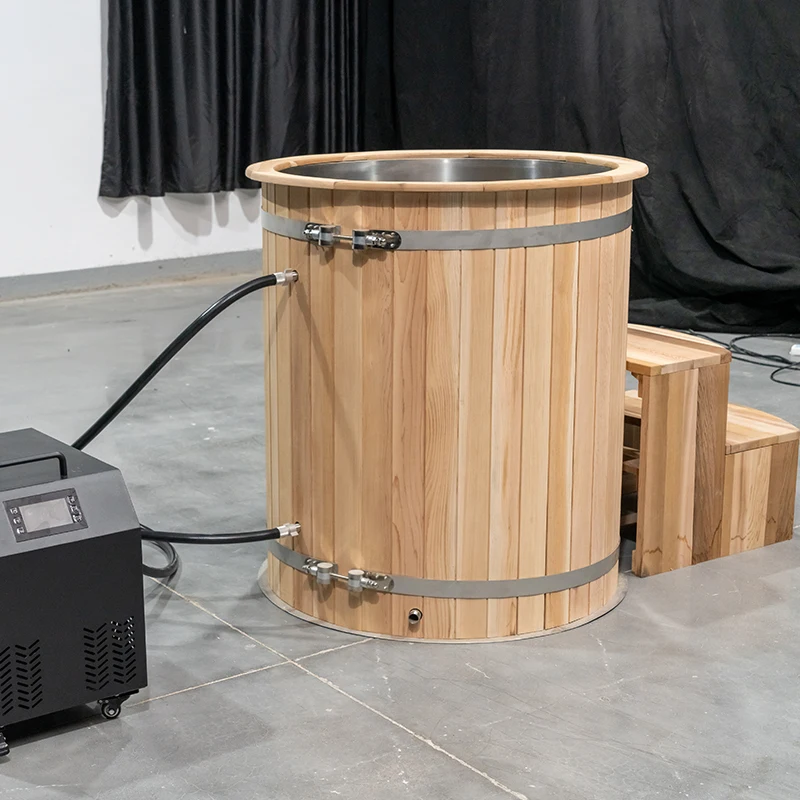 Smartmak Canadian Red Cedar Ice Bath Tub Cold Plunge with Chiller ...