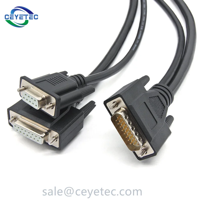 Ceyetec 1.5M DB26 Male to DB9 Female DB15 Female Splitter Cable
