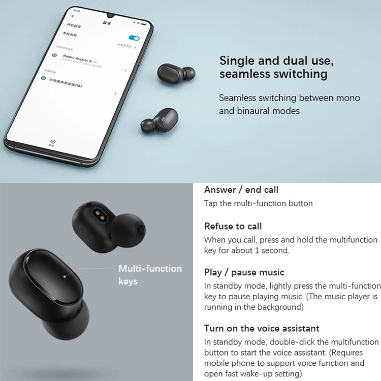 Airdots 2 Earbuds Red Mi Headphones Mi True Wireless Earphone Airdots S ...