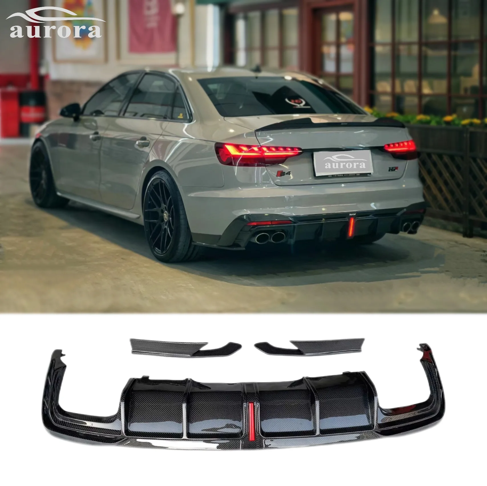 Audi A4 S4 B10 2020-2022 Carbon Fiber Rear Bumper Spoiler
