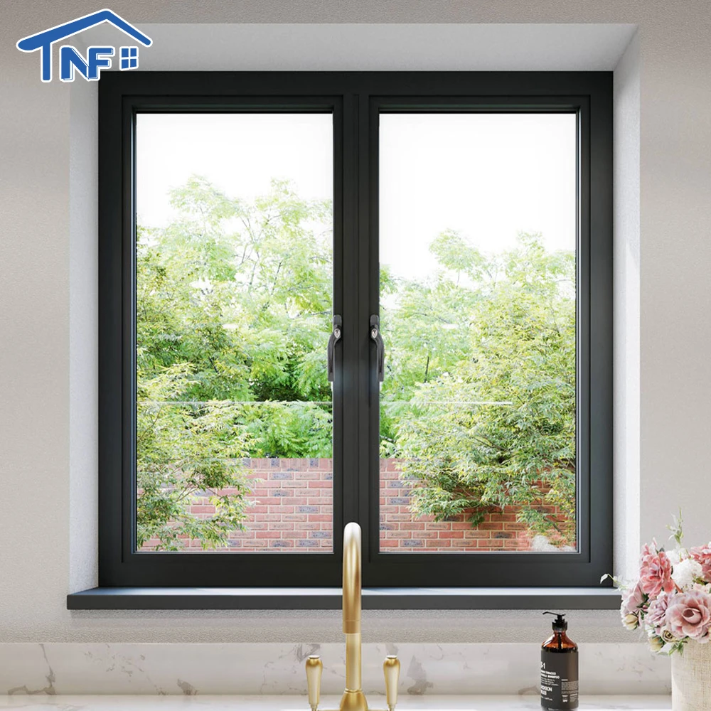 Custom Low-e Glass Black Crank Out Double Glazed Aluminum Push Out ...