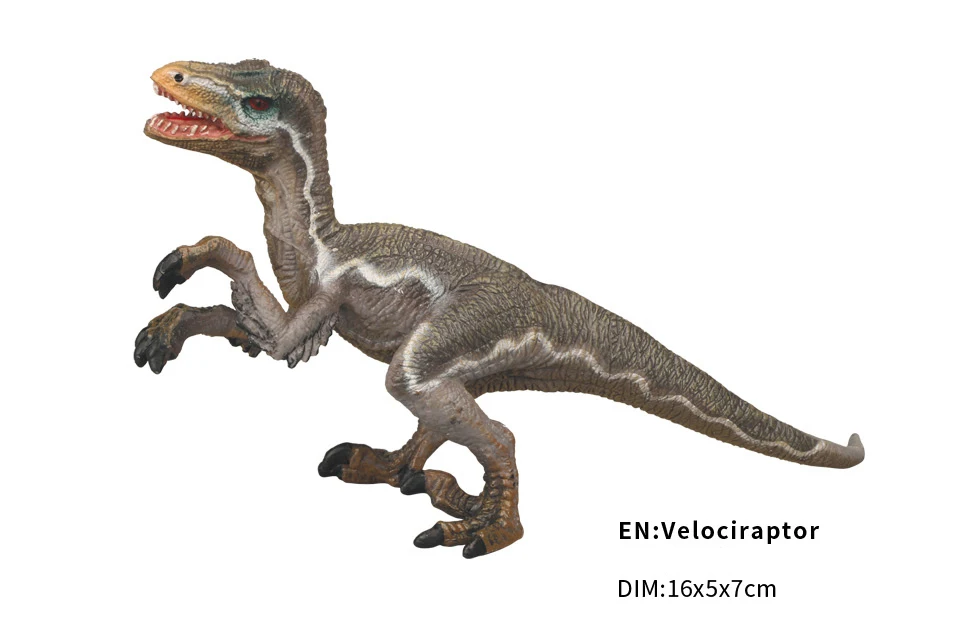 Antique Hand Painted Velociraptor T-Rex Solid Plastic Model