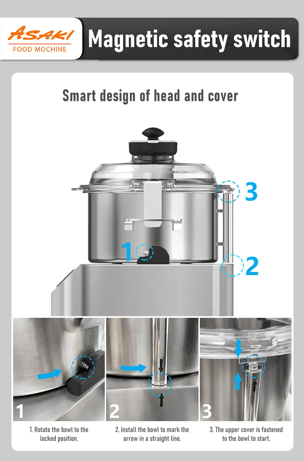 Asaki Manufacturer Electric Commercial Stainless Steel Multi-functional ...