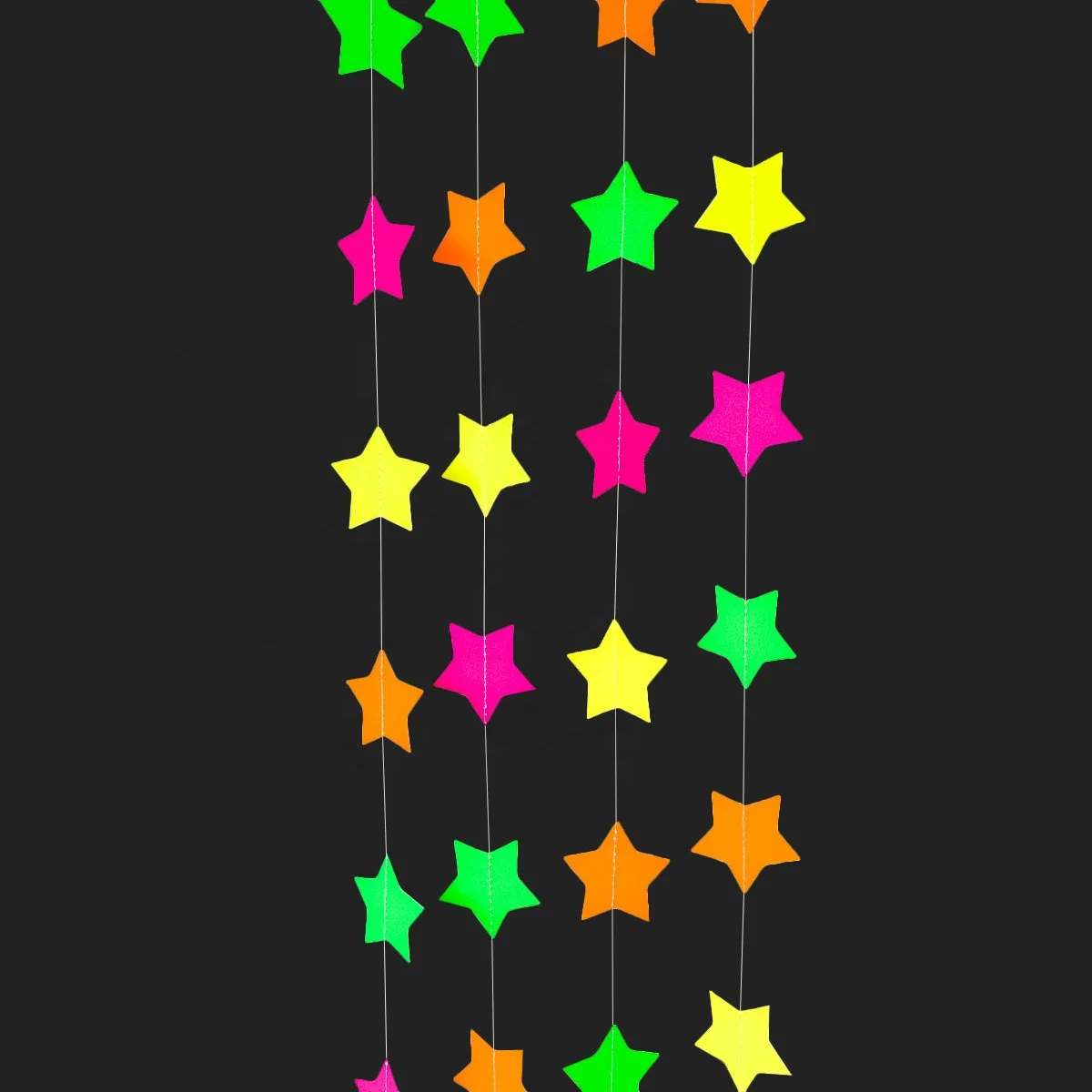 Neon Streamers Paper Glow Party Garland UV Black Light Reactive