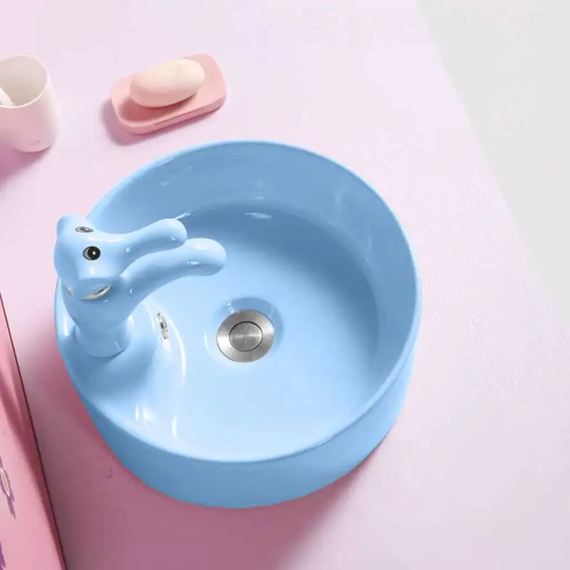 Modern Round Kindergarten Colorful Wash Basin for Kids Single-Hole ...