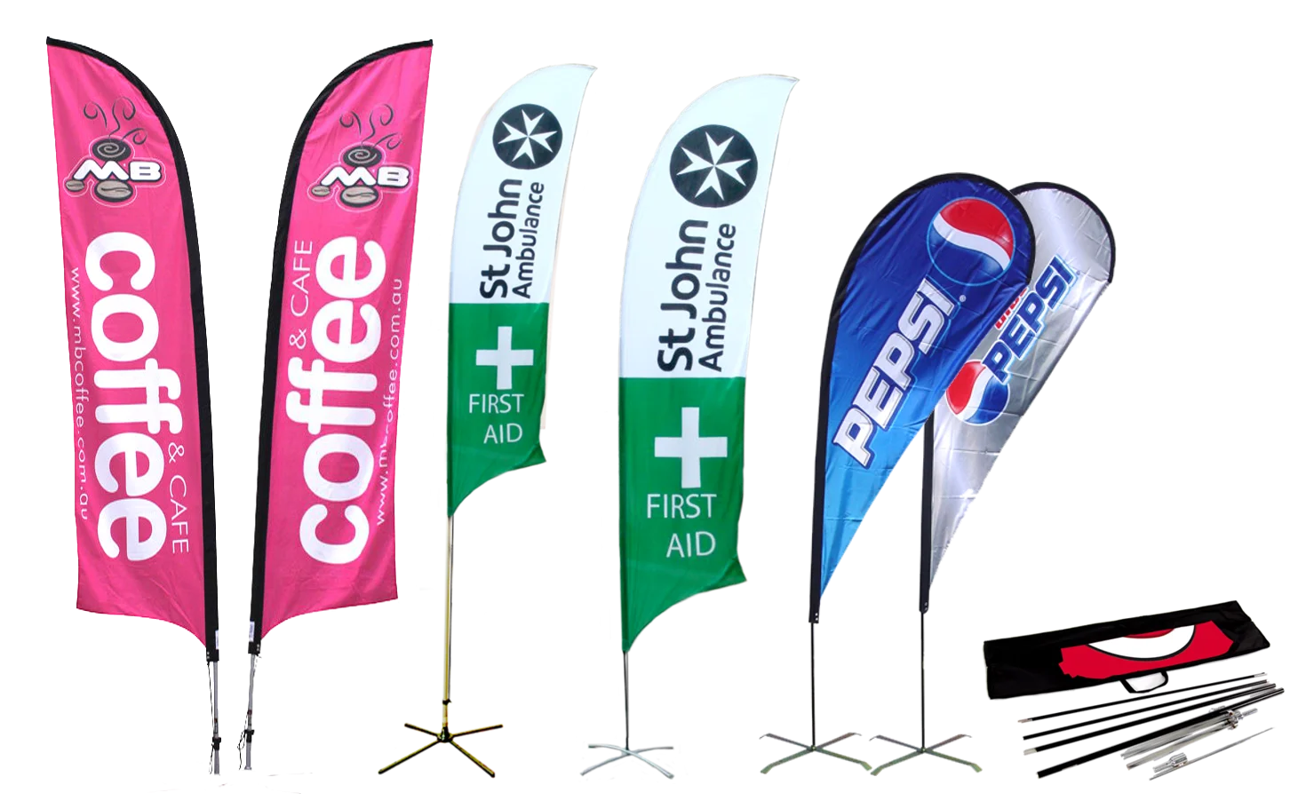 Customizable Advertising Stands - Teardrop & Feather Flags