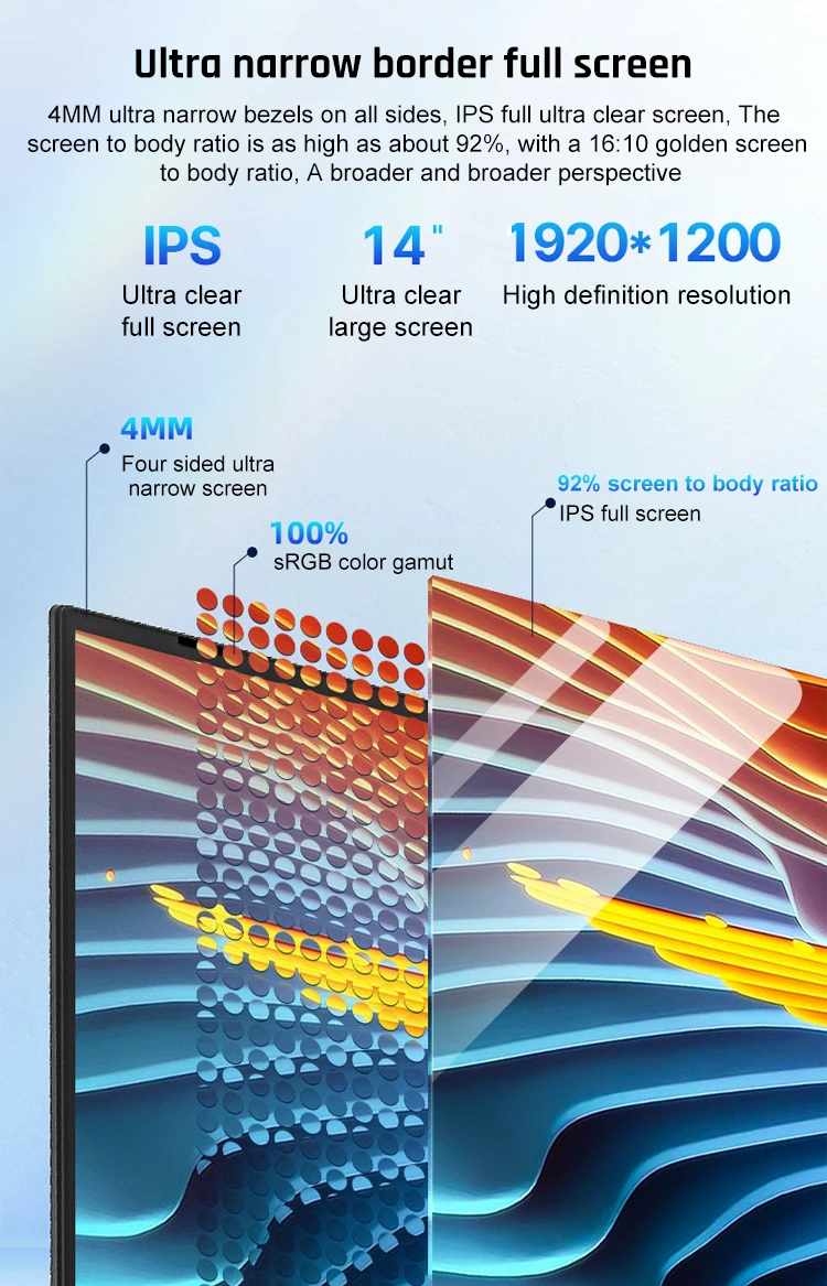 14.1'' New Computador Lcd Ips Screen Transparent Bottom Shell Notebook ...