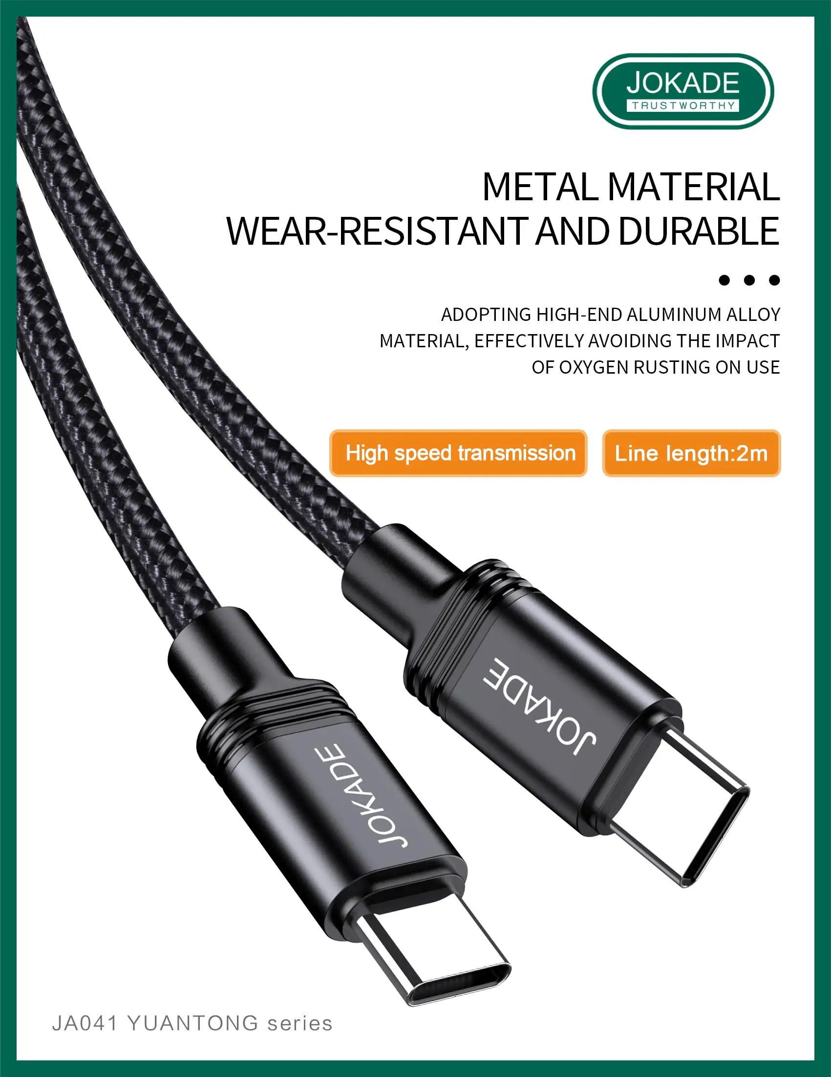 Jokade Type-c To Type-c 100w Output 2m Intelligent Fast Charging Data ...
