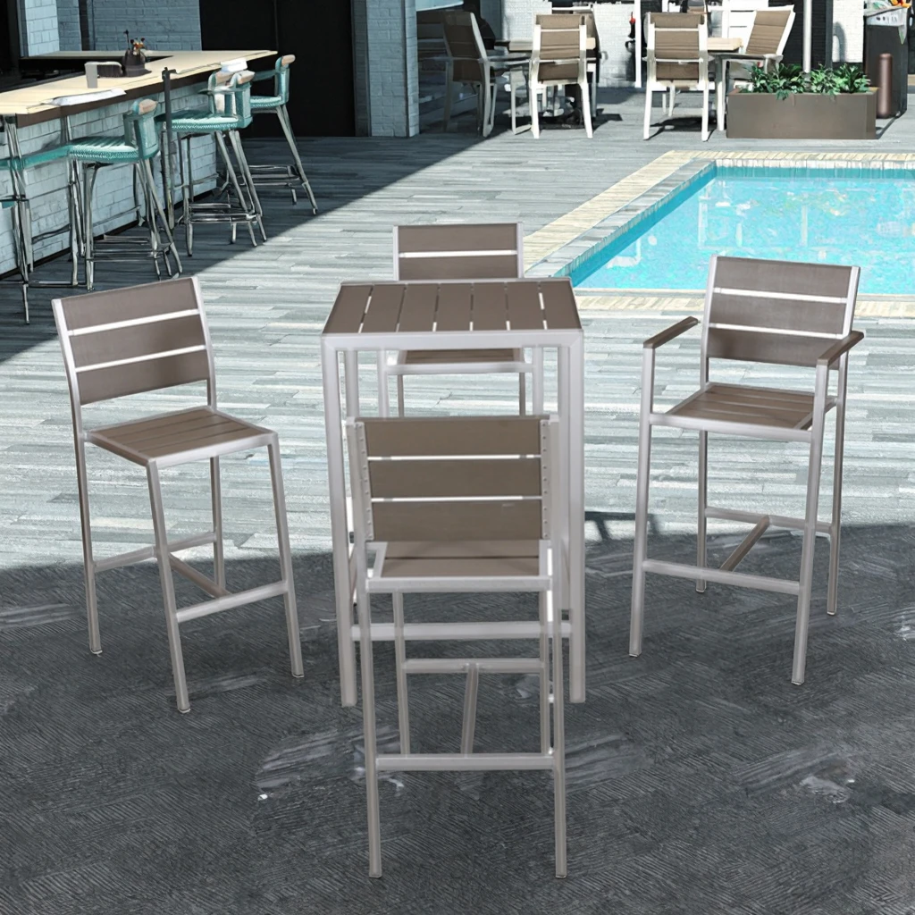 Luxury Outdoor Garden High Table & Bar Stools - Durable & Stylish