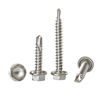 Stainless Steel 410 External Hex Flange Drilling Tail Screw Self Tapping Screw With Epdm/rubber ...