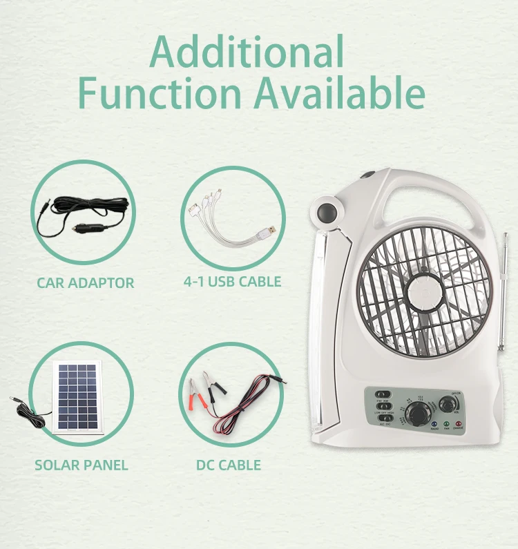 Hot Sales Outdoor Solar Rechargeable Radio Fan With Led Light - Buy ...