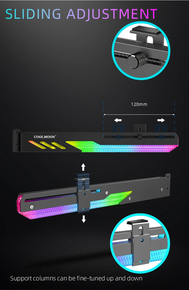 COOLMOON Best Selling GPU Stand RGB GT8 28CM Horizontal Graphics Card ...