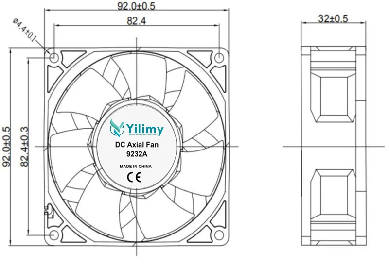Yilimy 9232A High Flow 92*92*32mm DC Axial Cooling Fan with Dual Ball ...