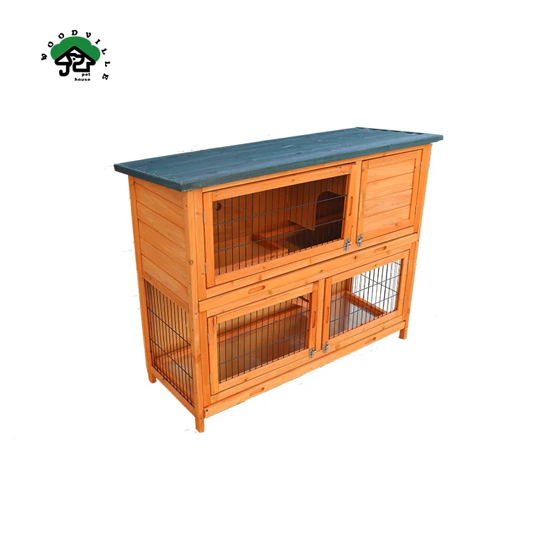 Wooden Rabbit Hutch Backyard Bunny Cage Chinese Fir Wood Small Animal ...