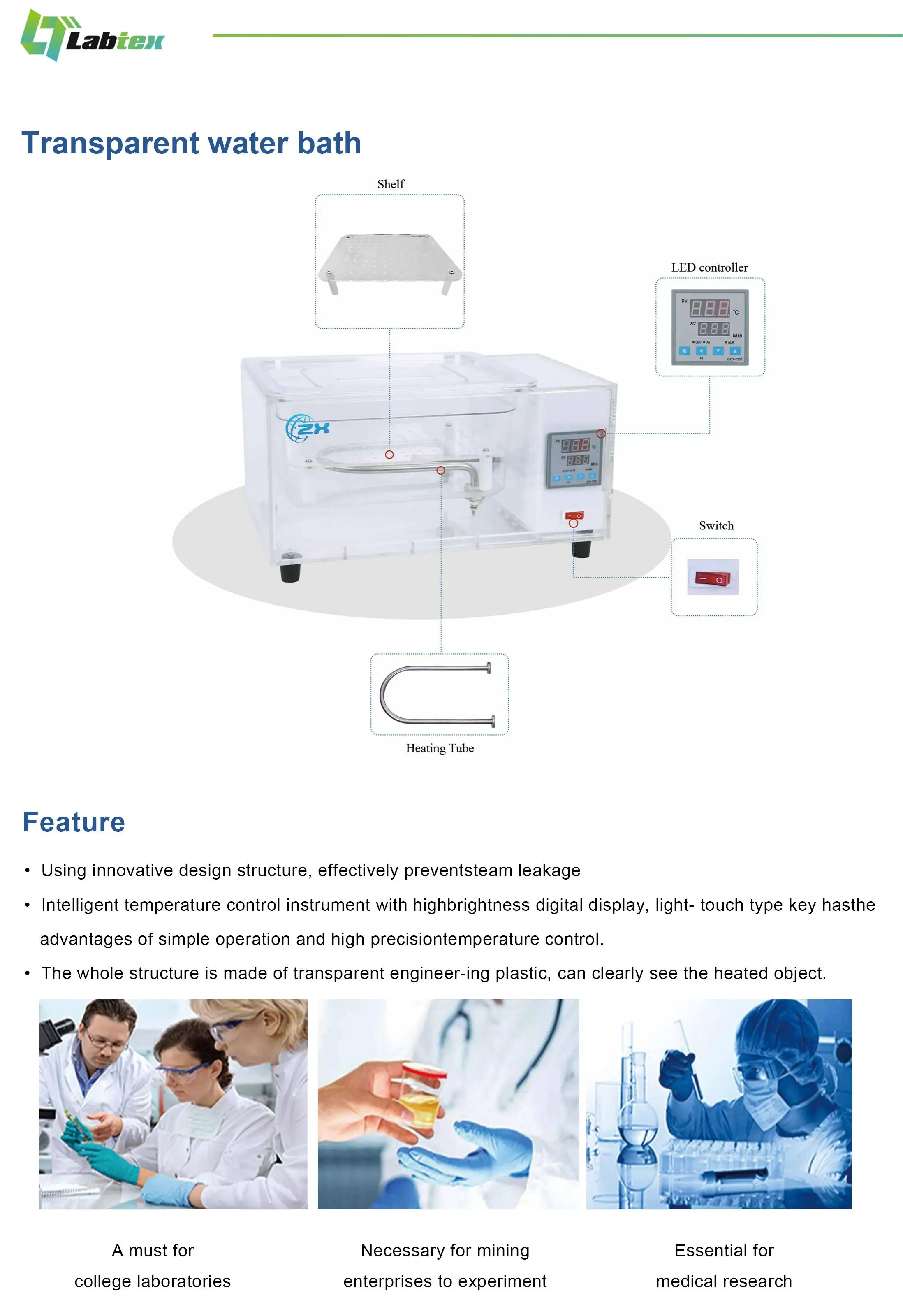 LABTEX Transparent Water Bath Laboratory Evaporation/Arefaction ...