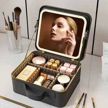Factory Logo Light Up Mirror Cosmetic Storage Case Vanity Travel Makeup ...