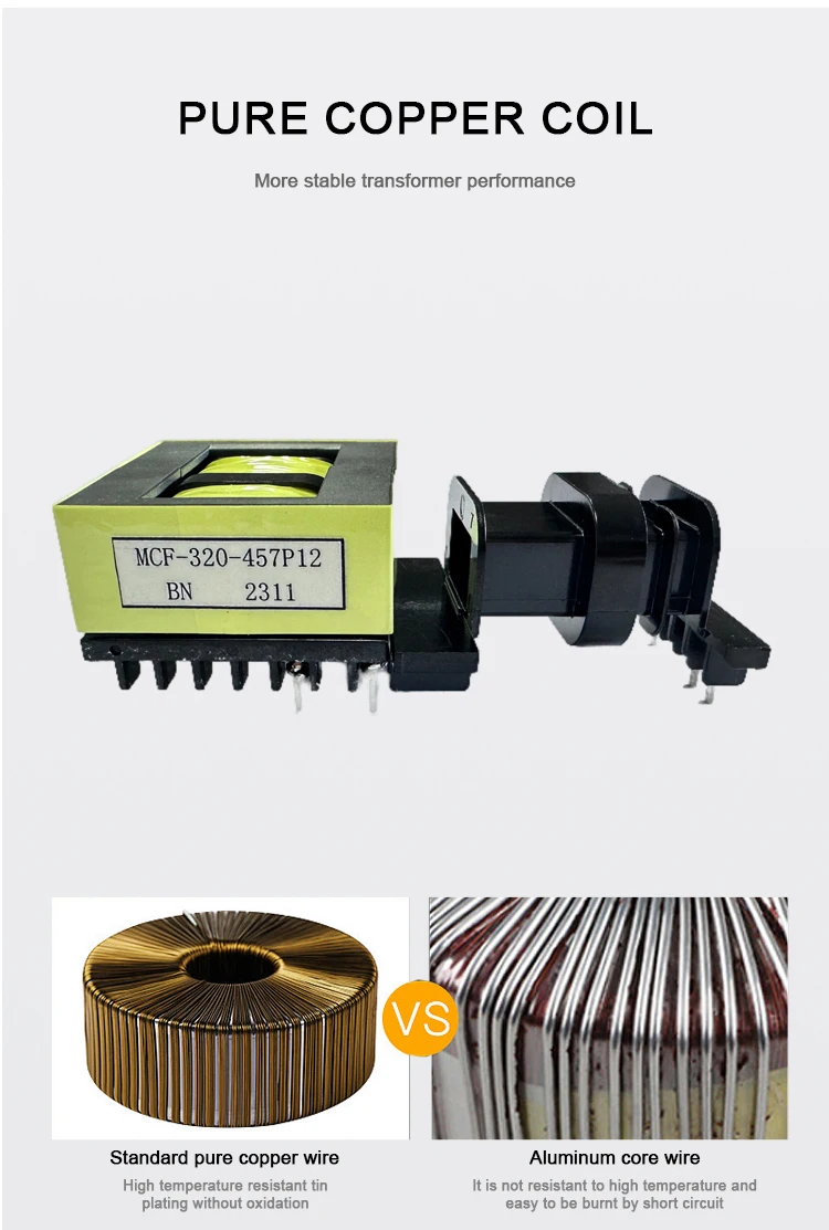 High Frequency Ferrite Core Epc Type 50hz Toroidal Transformer 40a 65v ...